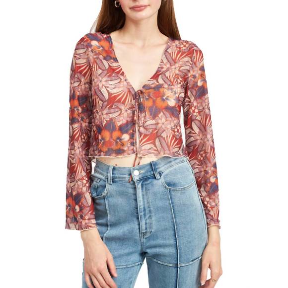 emory park | Tops | New Emory Park Lilly Mesh Top In Rust Floral | Poshmark